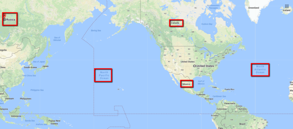 What countries border USA | thecountriesof.com